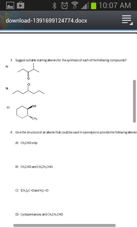 Solved Suggest suitable starting alkenes for the synthesis | Chegg.com