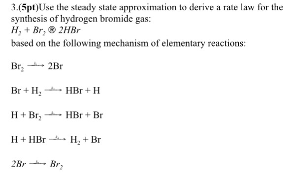 Solved Use the steady state approximation to derive a rate | Chegg.com
