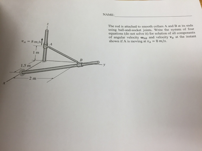 Solved The rod is attached to smooth collars A and B at its | Chegg.com