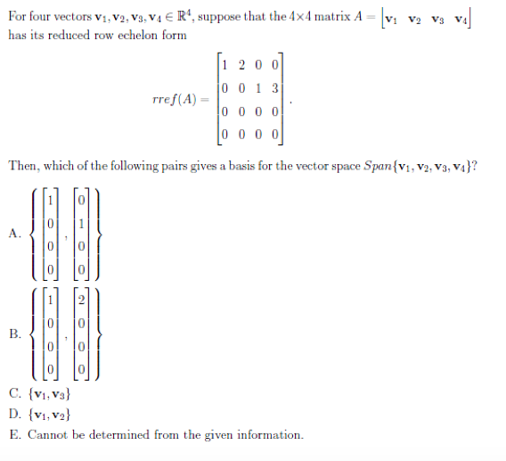 Solved For four vectors v1 V2,V3,V4 e R4, suppose that the | Chegg.com