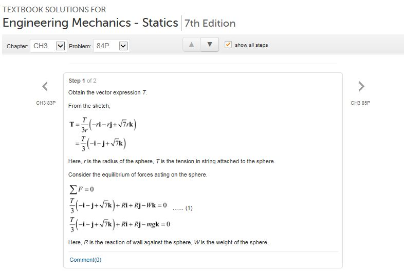 statics problem Chegg solution explain T= | Chegg.com