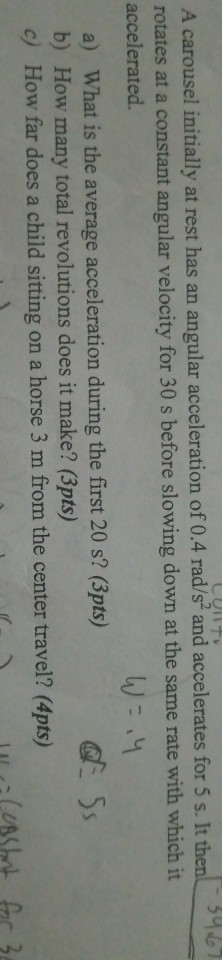 Solved A carousel initially at rest has an angular | Chegg.com