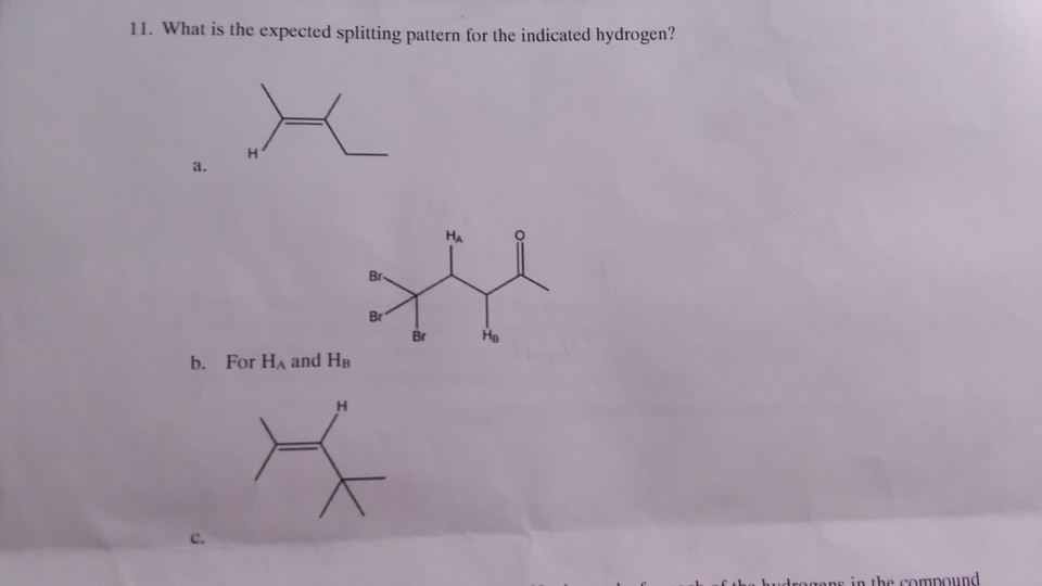 Solved 11. What is the expected splitting pattern for the | Chegg.com