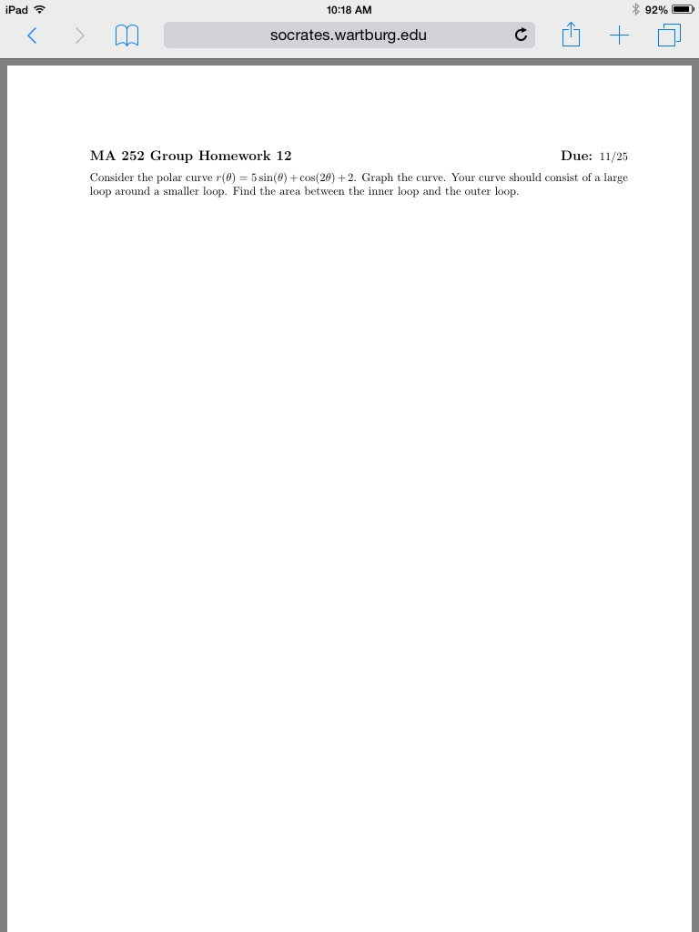 Solved Consider the polar curve r(Theta) = 5 sin (Theta) + | Chegg.com