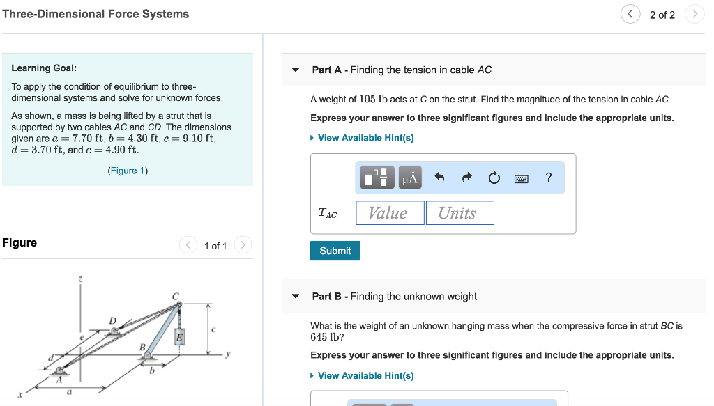 Solved Three-Dimensional Force Systems 2012 〉 Learning Goal | Chegg.com
