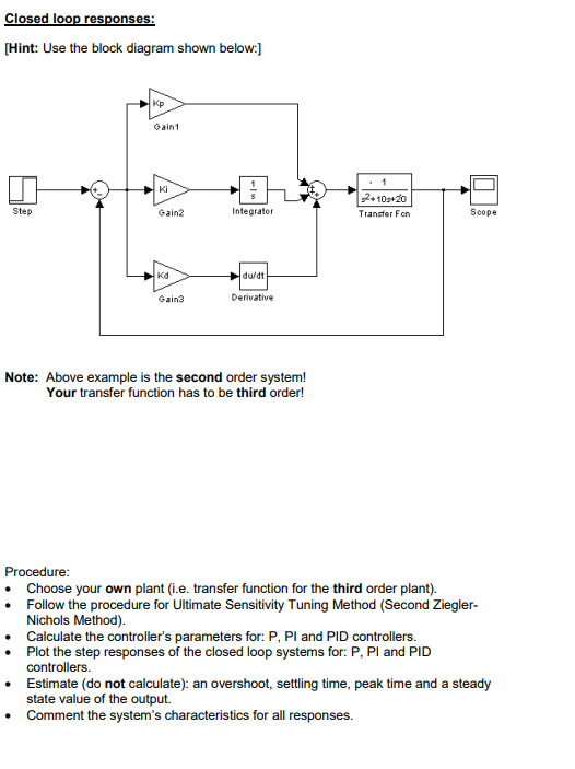 Solved Closed loop responses: Hint: Use the block diagram | Chegg.com