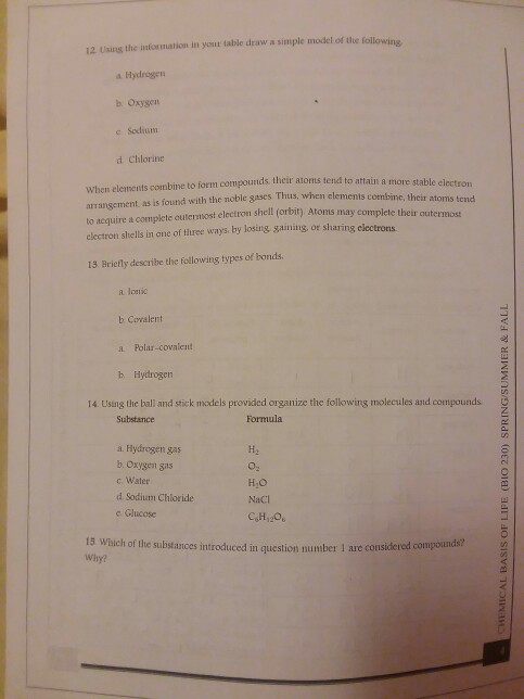 Solved 12 Using the intformation in yout table draw a simple | Chegg.com
