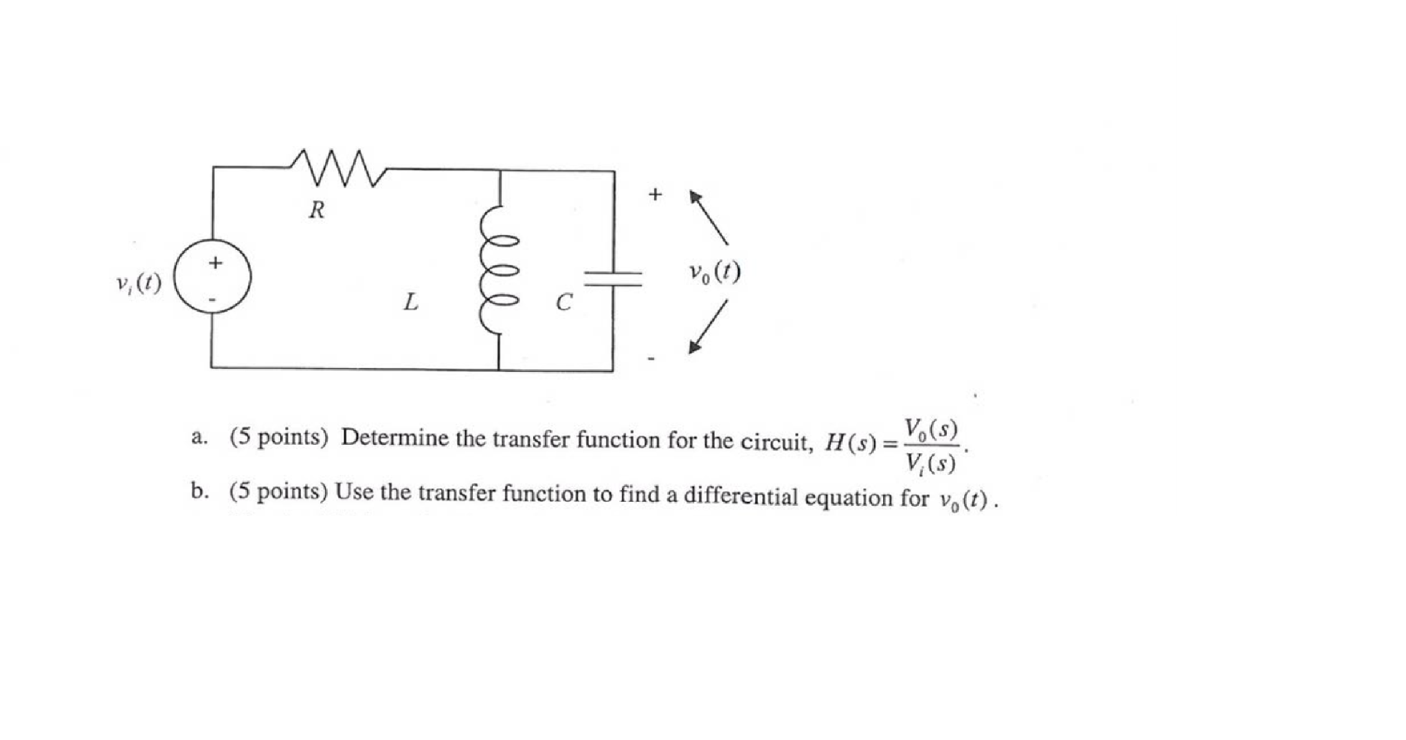 Solved Determine the transfer function for the circuit, H(s) | Chegg.com
