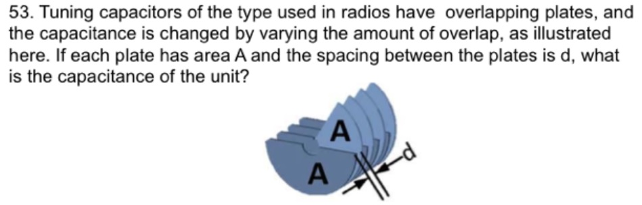 Solved Tuning capacitors of the type used in radios have | Chegg.com