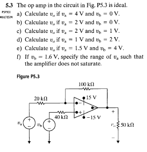 Solved The op amp in the circuit in Fig. P5.3 is ideal. | Chegg.com
