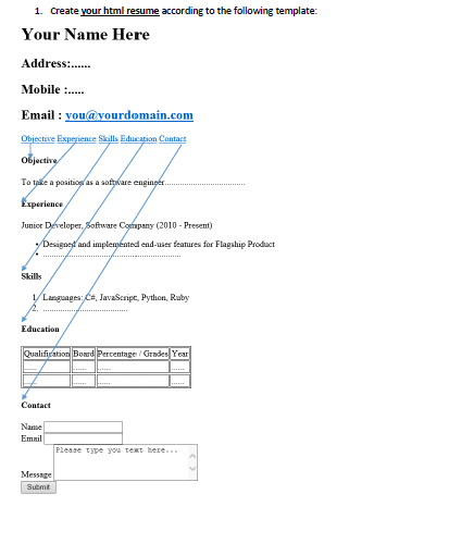 Solved Create your html resume according to the following | Chegg.com