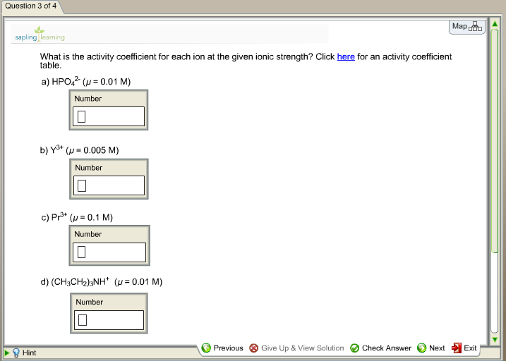 Solved What is the activity coefficient for each ion at the | Chegg.com