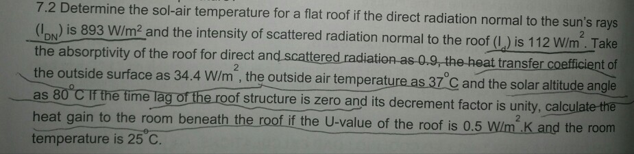 Solved 7.2 Determine the sol-air temperature for a flat roof | Chegg.com