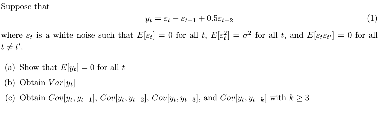 Suppose that y_t = epsilon_t - epsilon_t - 1 + 0.5 | Chegg.com
