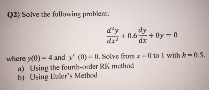 Solved Solve the following problem: d^2y/dx^2 + 0.6 dy/dx + | Chegg.com