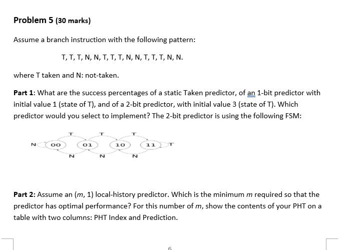 Solved Problem 5 (30 marks) Assume a branch instruction with | Chegg.com