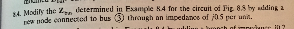 Solved Figure 8.8 and the Zbus of example 8.4 are provided | Chegg.com
