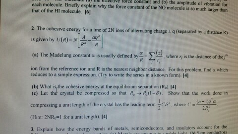Solved the effective force constant and (b) the amplitude of | Chegg.com