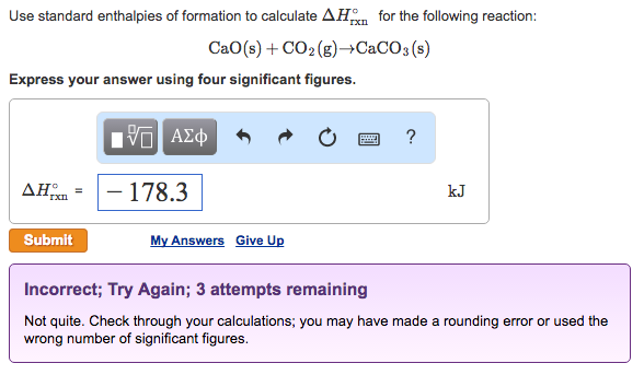 Solved Use standard enthalpies of formation to calculate | Chegg.com