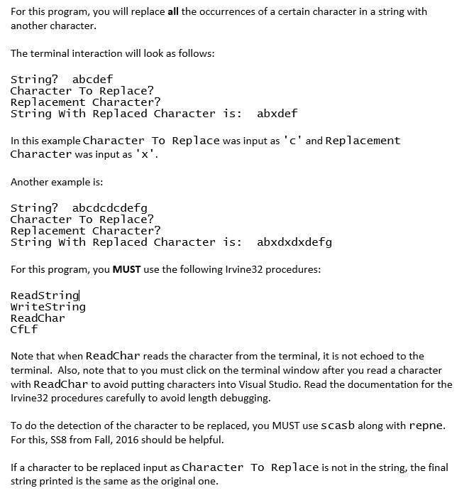 For this program, you will replace all the | Chegg.com