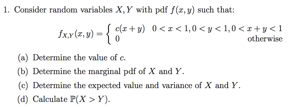 Solved Consider Random Variables X Y With Pdp Fx Y Such 4195