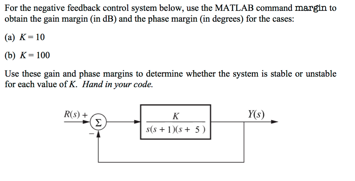 Solved For the negative feedback control system below, use | Chegg.com