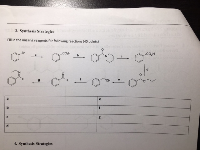 Solved 3. Synthesis Strategies Fill in the missing reagents | Chegg.com
