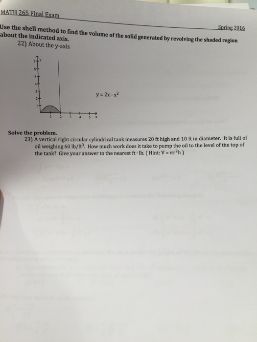 Solved Use the shell method to find the volume of the solid | Chegg.com