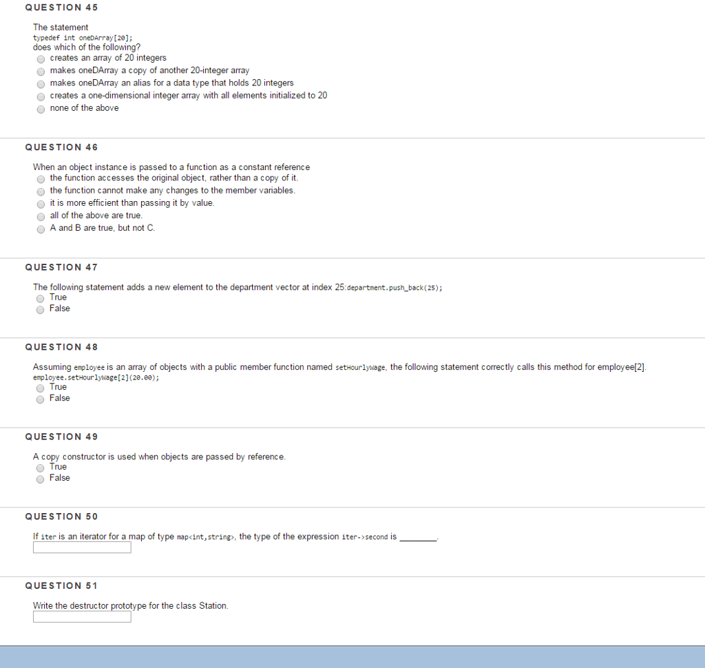 Solved Question 45 The Statement Typedef Int Onedarr Ay 20