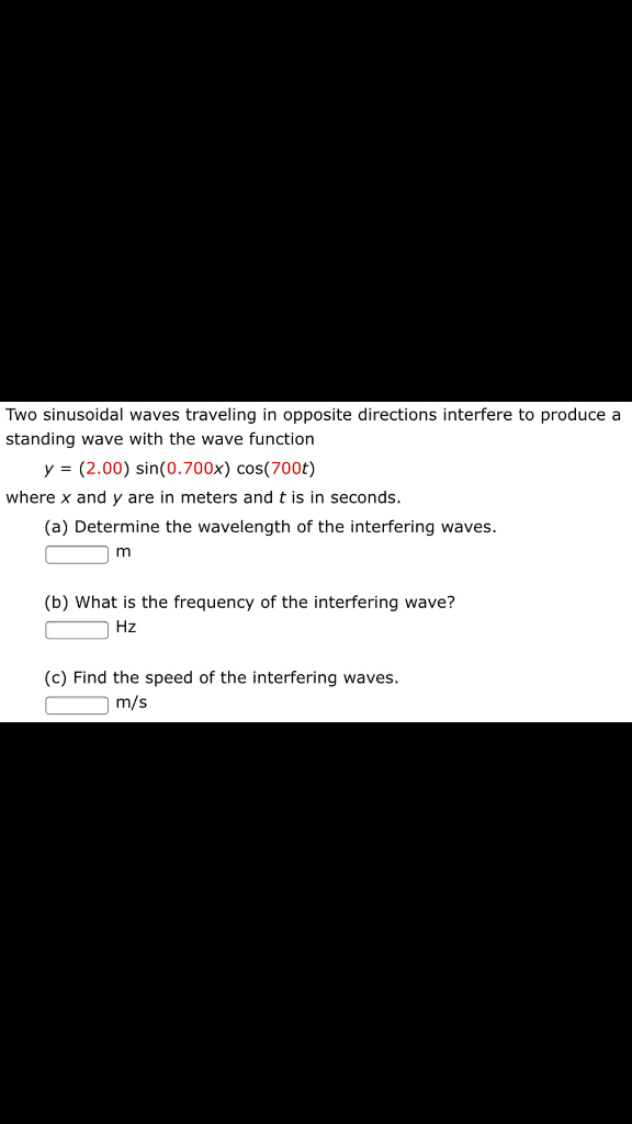 Solved Two Sinusoidal Waves Traveling In Opposite Directions
