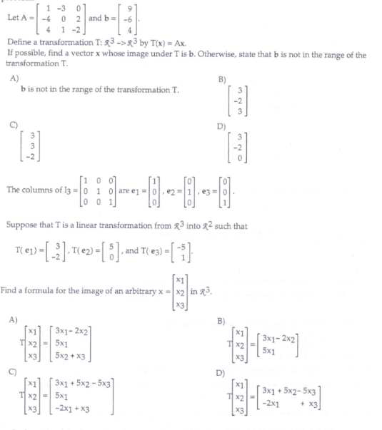 Solved Need some help with these linear alegbra practice | Chegg.com