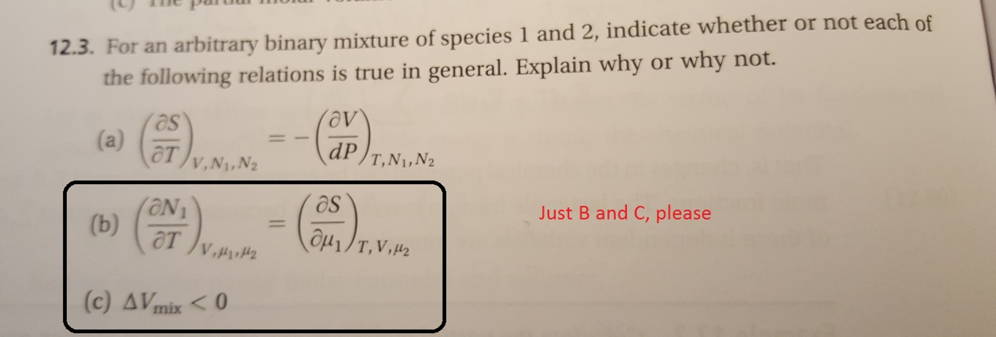 For an arbitrary binary mixture of species 1 and 2, | Chegg.com