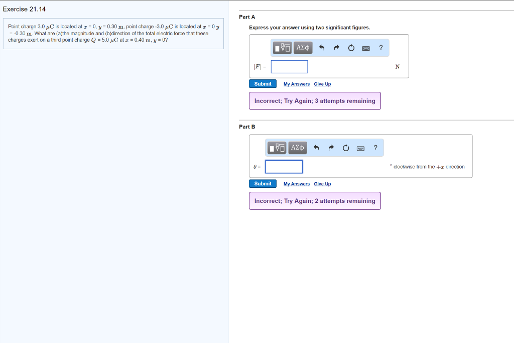 Solved Point charge 3.0 mu C is located at x = 0, y = 0.30 | Chegg.com