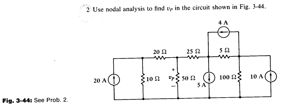 Solved Use nodal analysis to find vp in the circuit shown in | Chegg.com