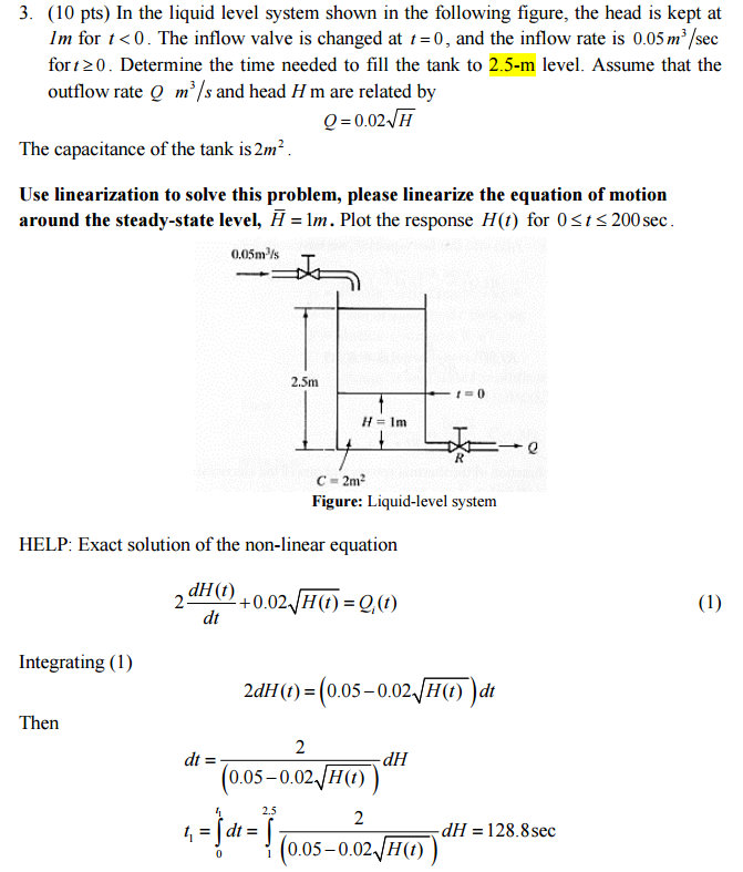 Solved In the liquid level system shown in the following | Chegg.com