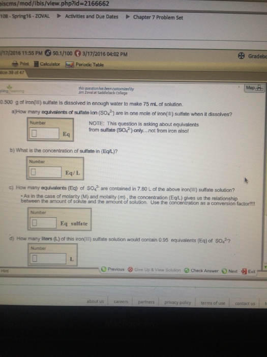 Solved How many equivalents of sulfate ion (SO^2-_4) are in | Chegg.com