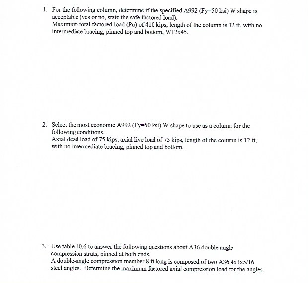 Solved For thc following column, determine if the specified | Chegg.com