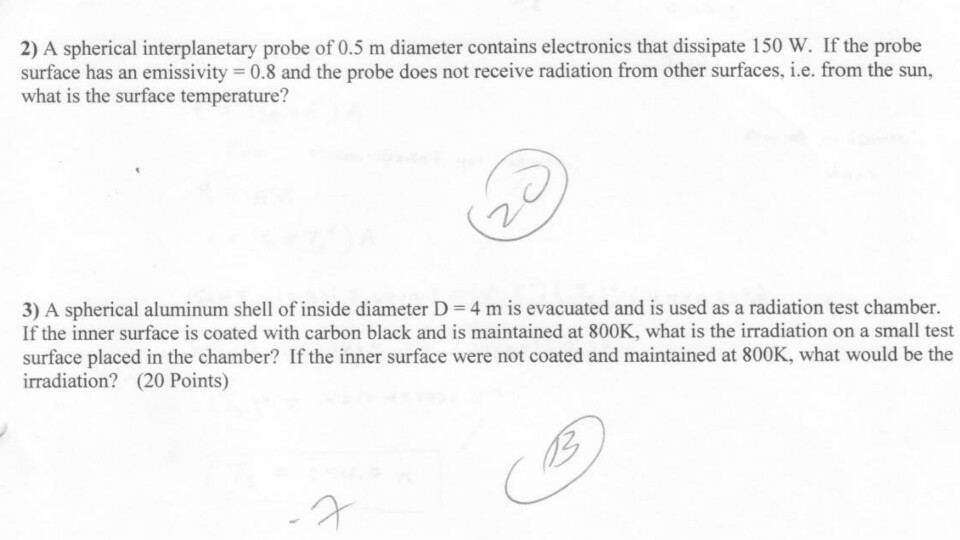 Solved 2) A spherical interplanetary probe of 0.5 m diameter | Chegg.com