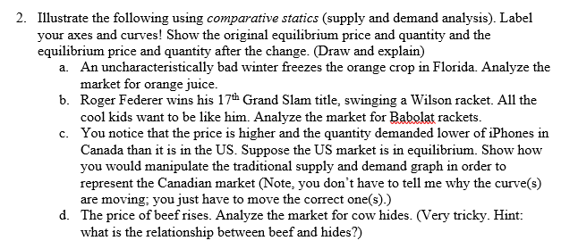Solved Illustrate the following using comparative statics | Chegg.com