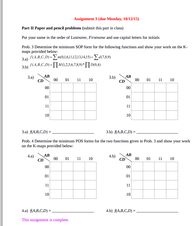 Determine the minimum SOP form for the following | Chegg.com