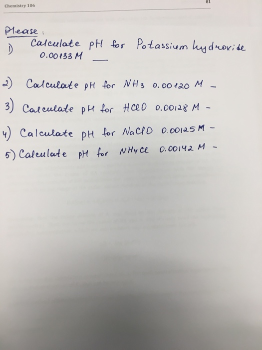 Solved Calculate pH for potassium hydroxide 0.00133M | Chegg.com