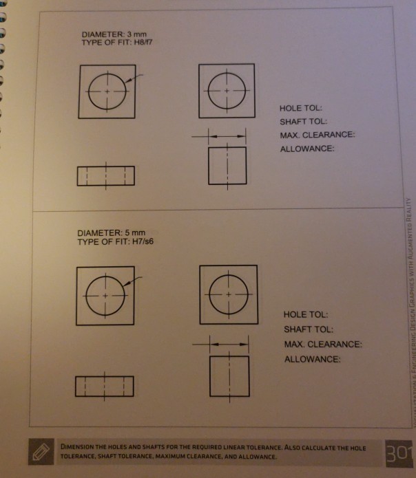 Solved DIMENSION THE HOLES & SHAFTS FOR THE REQUIRED LINEAR | Chegg.com