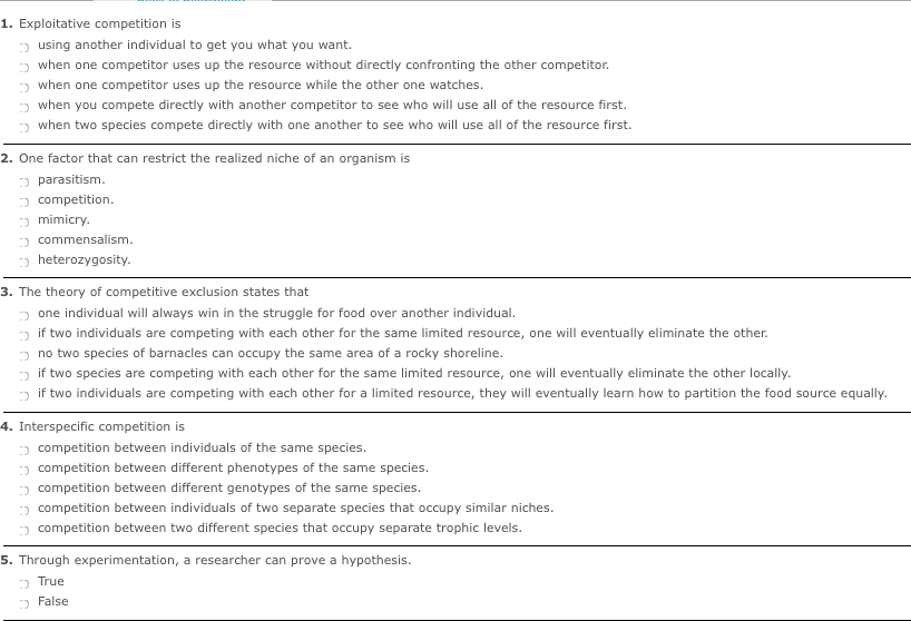 Solved Exploitative competition is using another individual | Chegg.com