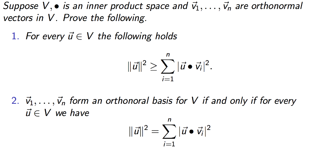 Solved Suppose V, is an inner product space and V_1 vector, | Chegg.com