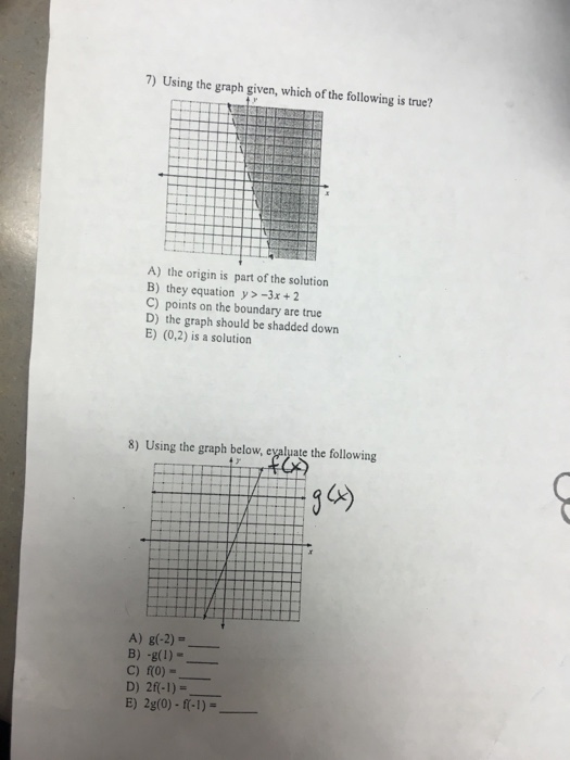 Solved 7) Using the graph given, which of the following is | Chegg.com