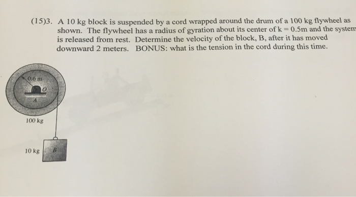 Solved A 10 kg block is suspended by a cord wrapped around | Chegg.com