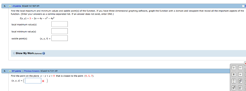Solved Find the local maximum and minimum values and saddle | Chegg.com