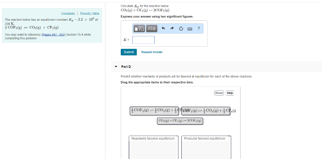 Solved Calculate Kp for the reaction below CO2 (g) + | Chegg.com