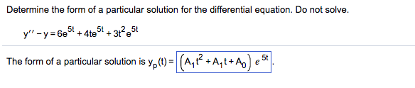 Solved Determine the form of a particular solution for the | Chegg.com