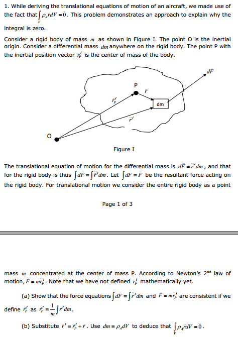 Solved While deriving the translational equations of motion | Chegg.com